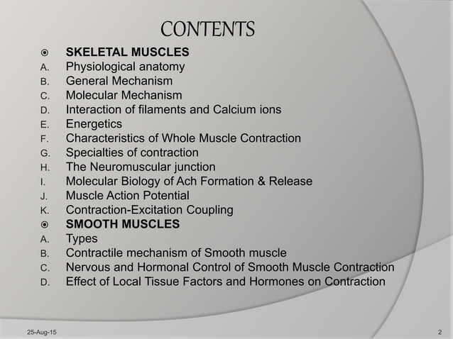 Contraction of skeletal and smooth muscles | PPTX | Biological Sciences ...