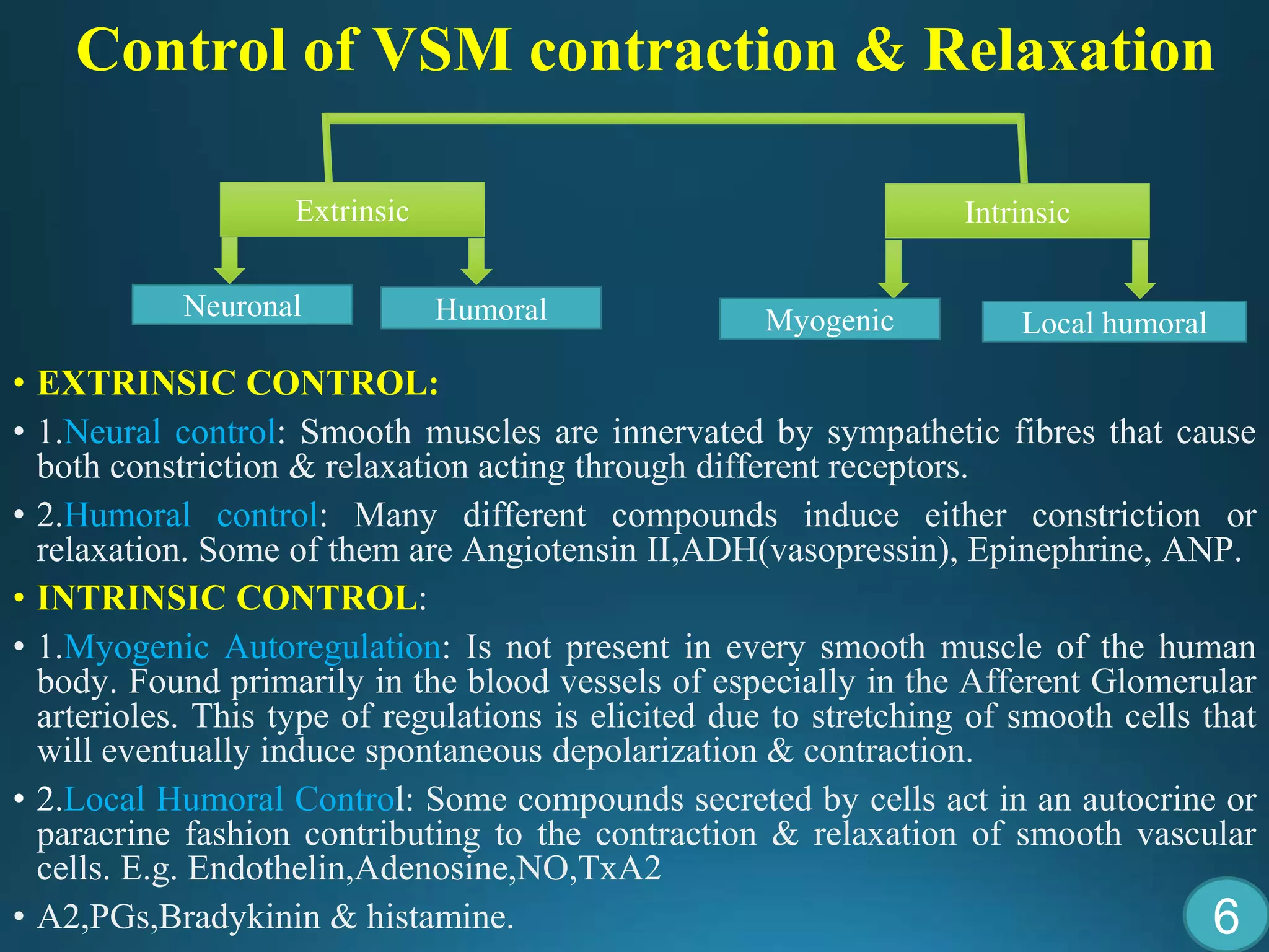 Contraction and relaxtaion of vascular smooth muscle | PPTX