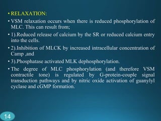 Contraction and relaxtaion of vascular smooth muscle | PPTX