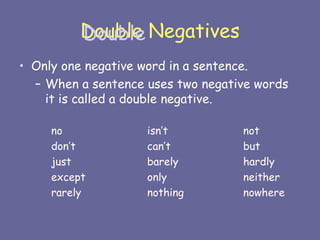Contractions and negatives | PPT