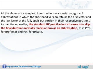 Contractions are a special kind of abbreviation | PPT