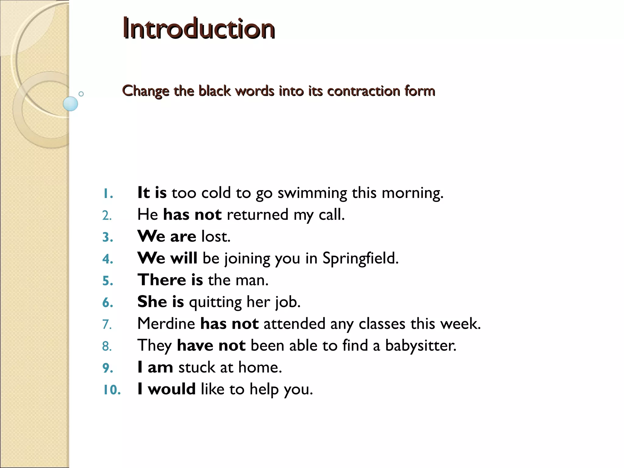 Contractions fco | PPT