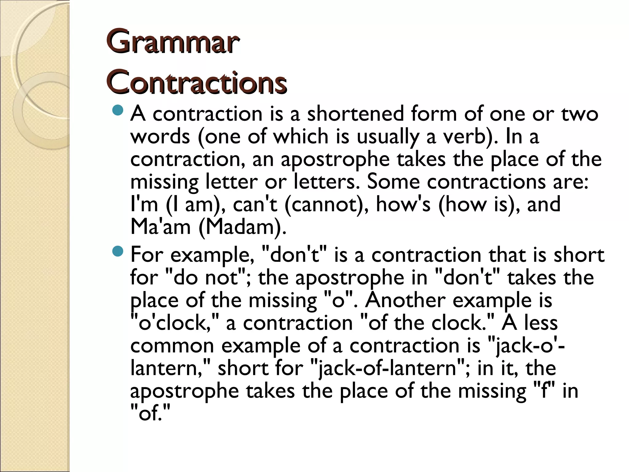 Contractions fco | PPT