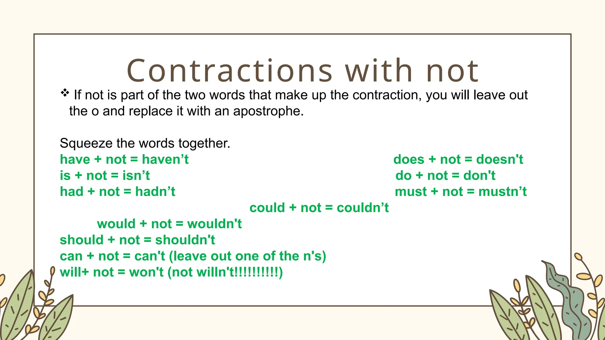 Understanding and Using Contractions in Everyday English Sentences | PPTX