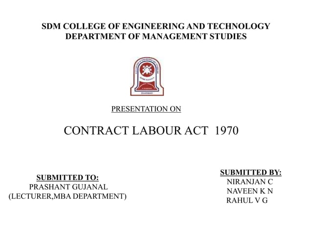 Contract Labor Act 1970. | PPTX | Law