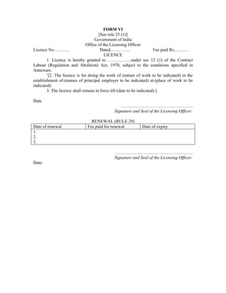 Contractlabour form vi | DOC