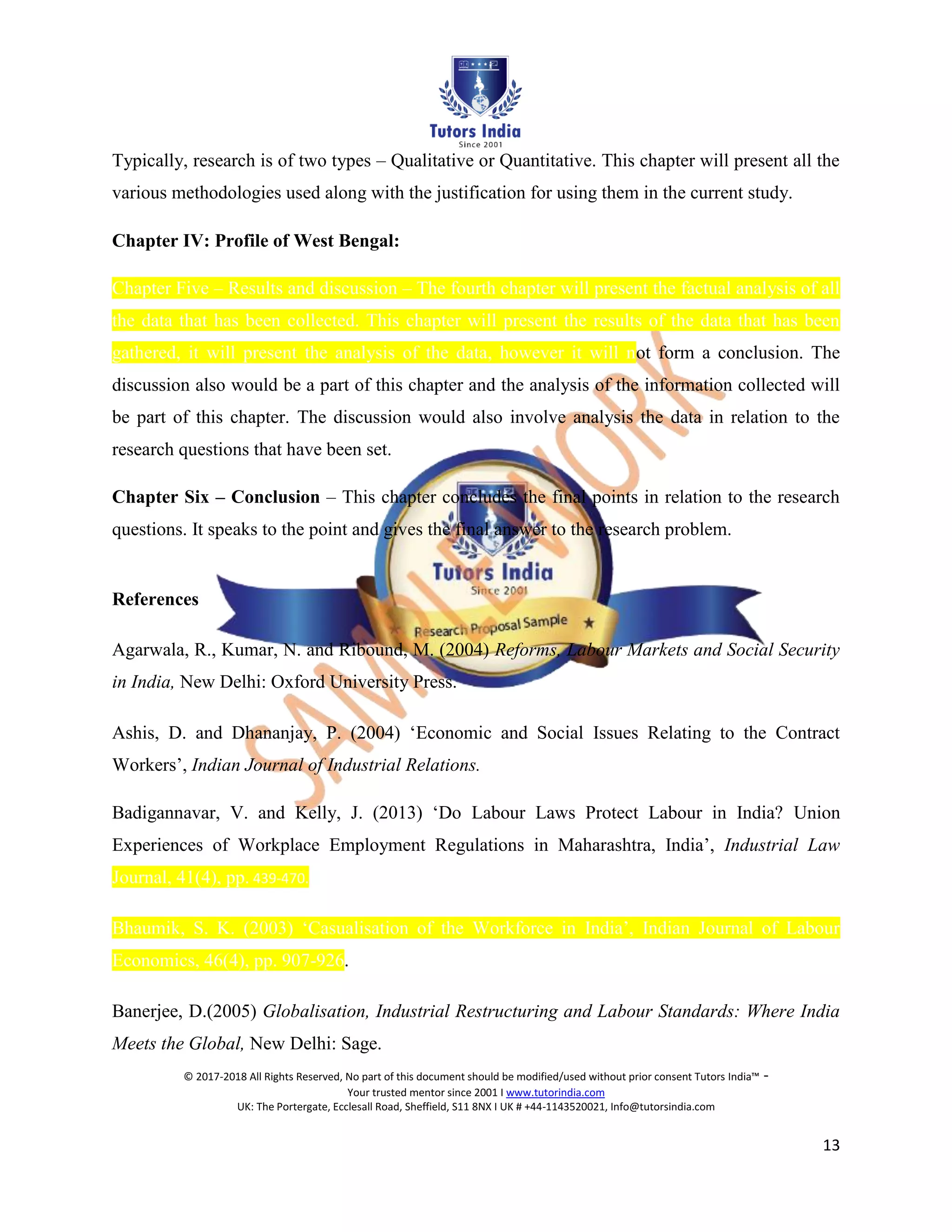 Contract labour law research proposal sample work | PDF