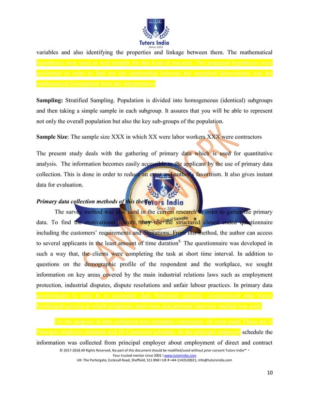 Contract labour law research proposal sample work | PDF