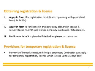 Contract Labour (Regulation & Abolition) Act, 1970 ld | PPT