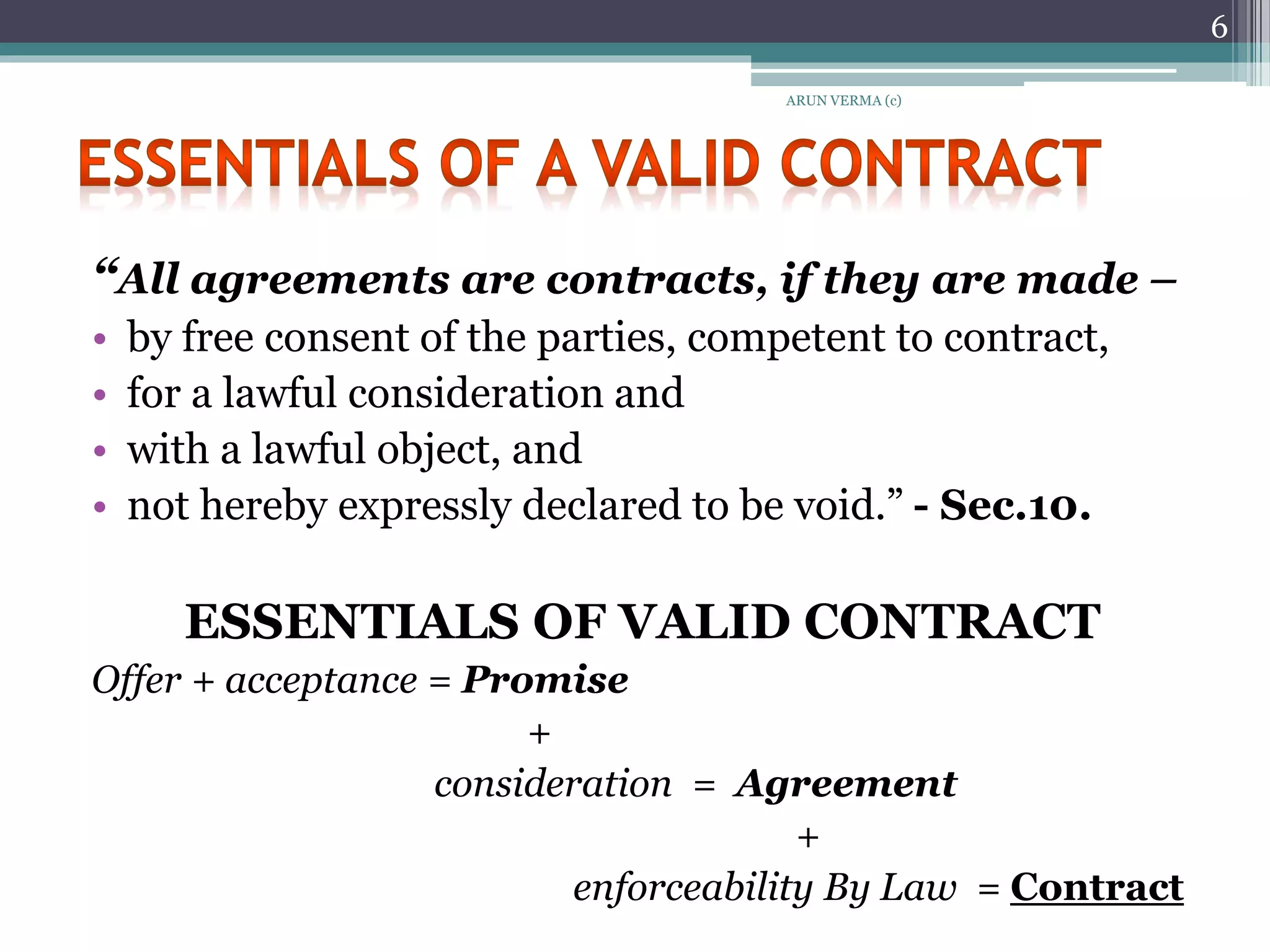 Contract law lecture - 1 - definition and meaning(terminology) | PPTX