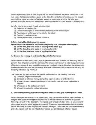 Contract Law Test and Answers November 2017 | PDF