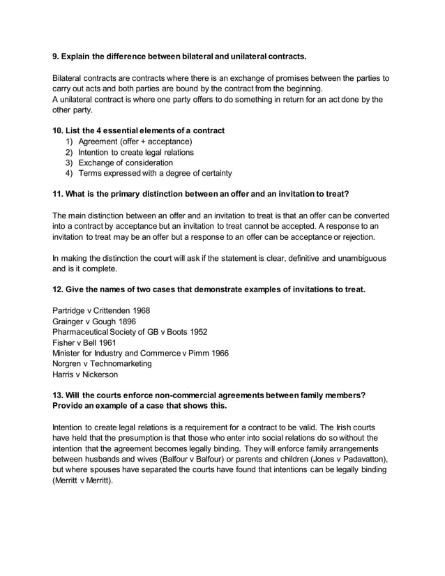 Contract Law Test and Answers November 2017 | PDF