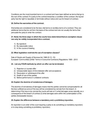 Contract Law Test and Answers November 2017 | PDF