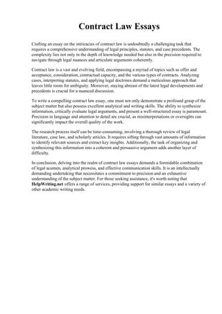 Contract Law Essays.pdf | Legal Services Industry | Industries