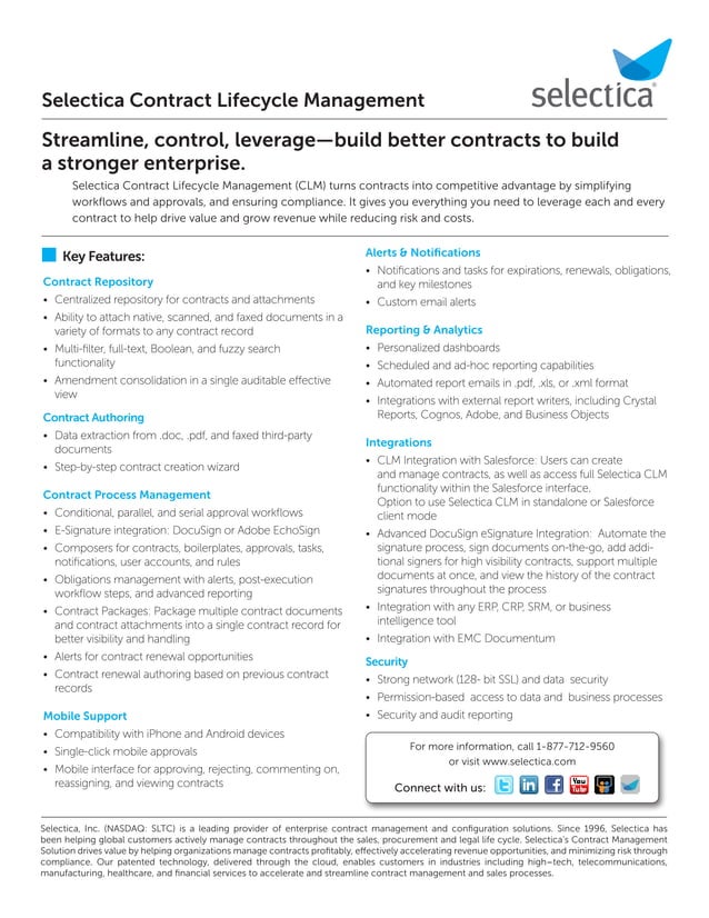 Contract Lifecycle Management (CLM) Software from Selectica | PDF ...