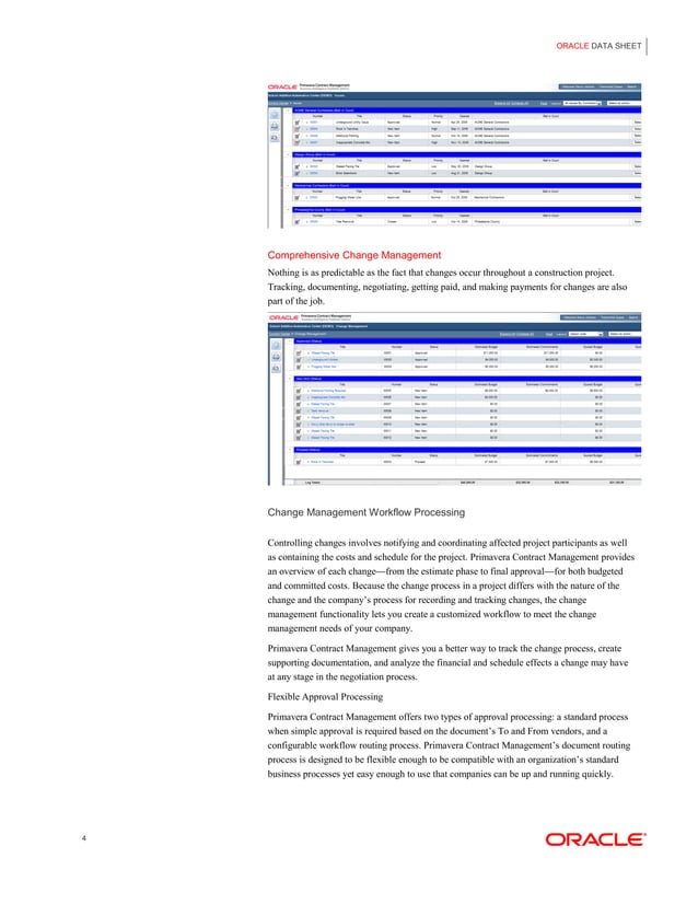 Oracle Primavera: Contract Management | PDF