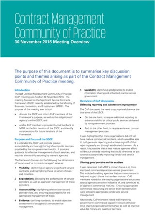 Contract Management CoP - Meeting overview 30 November | PDF