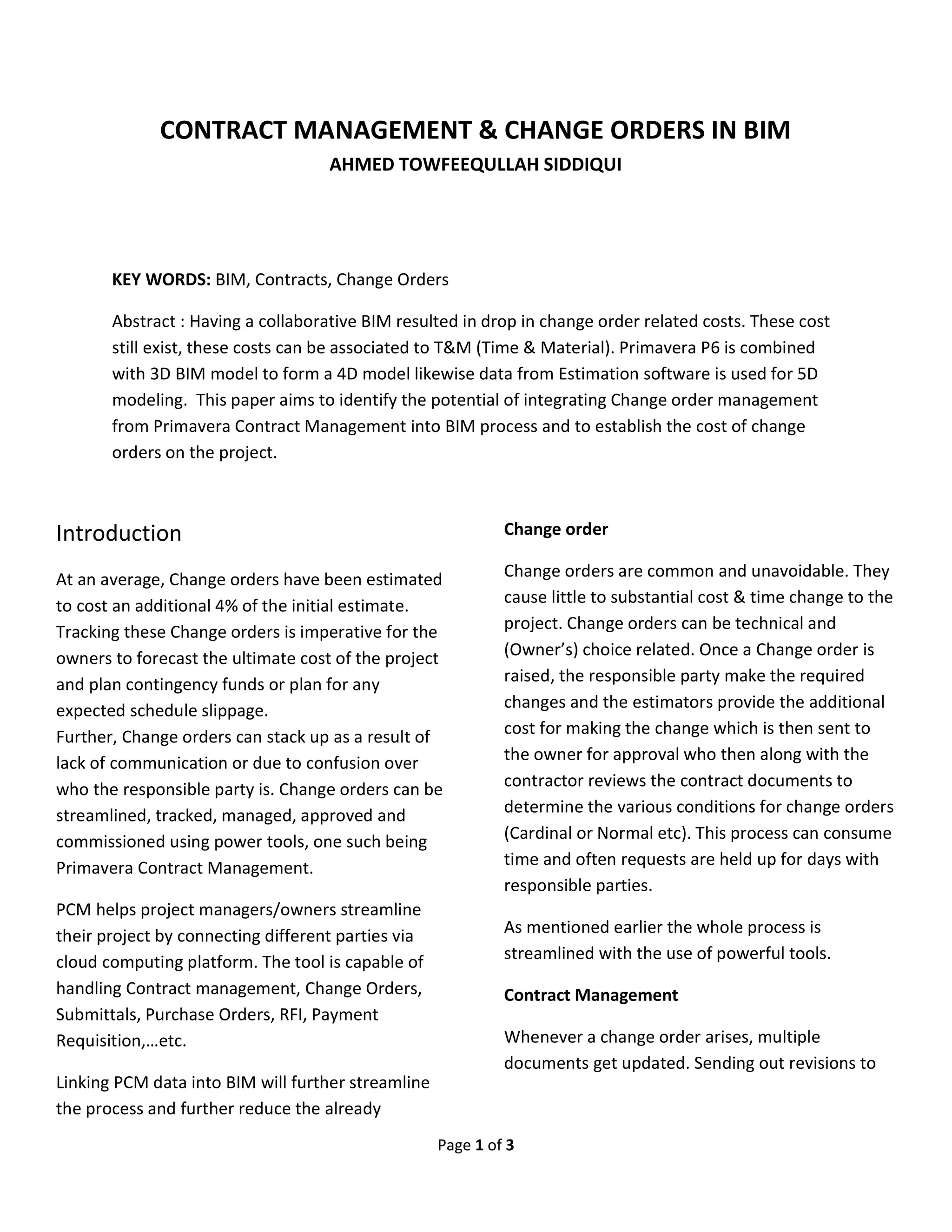 Contract Management in BIM | PDF