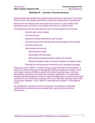 Contract management plan (4156v2) | DOC | Desktop Publishing | Computer Software and Applications