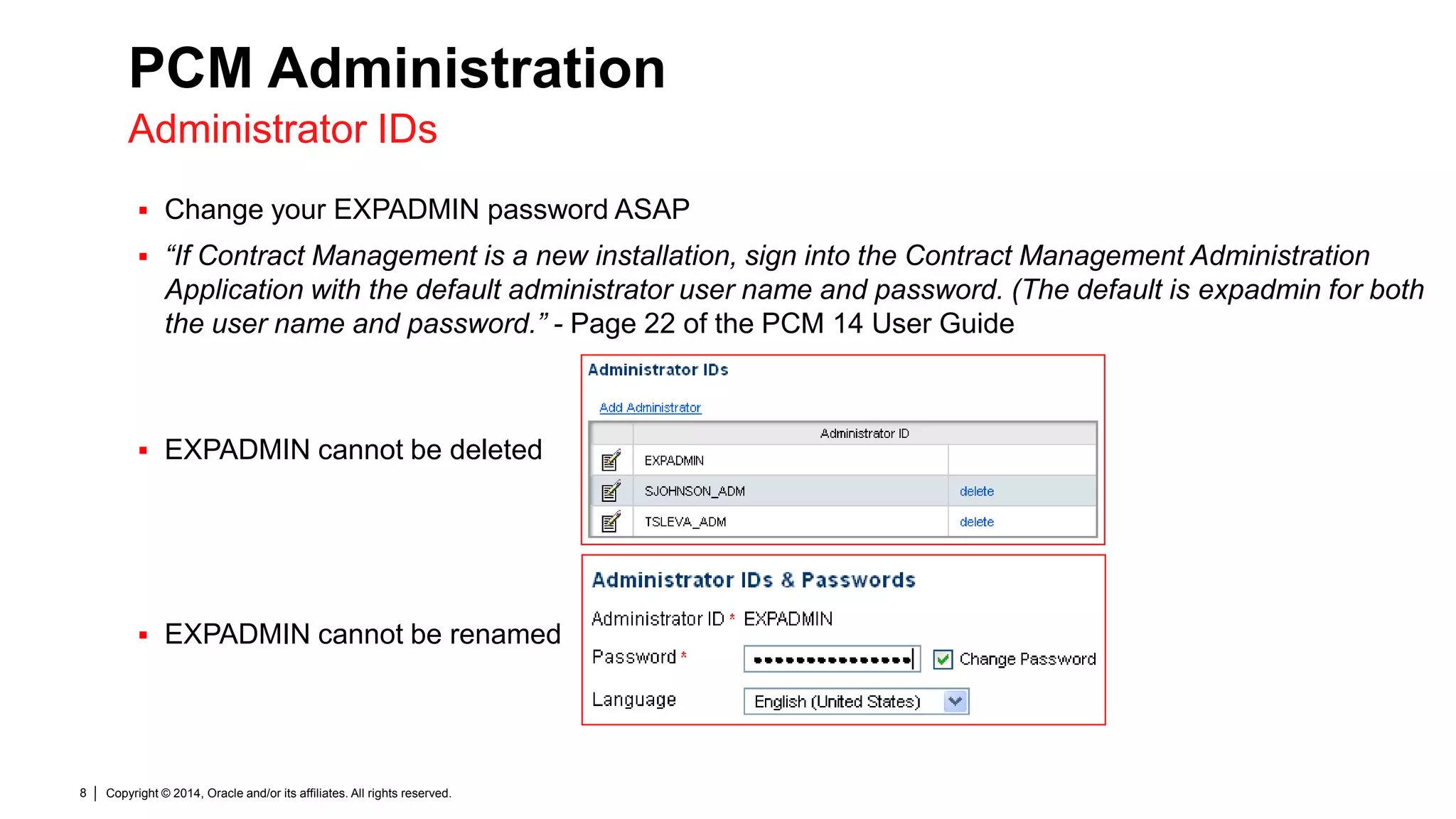 Contract management security and administration best practices - Oracle Primavera P6 Collaborate ...