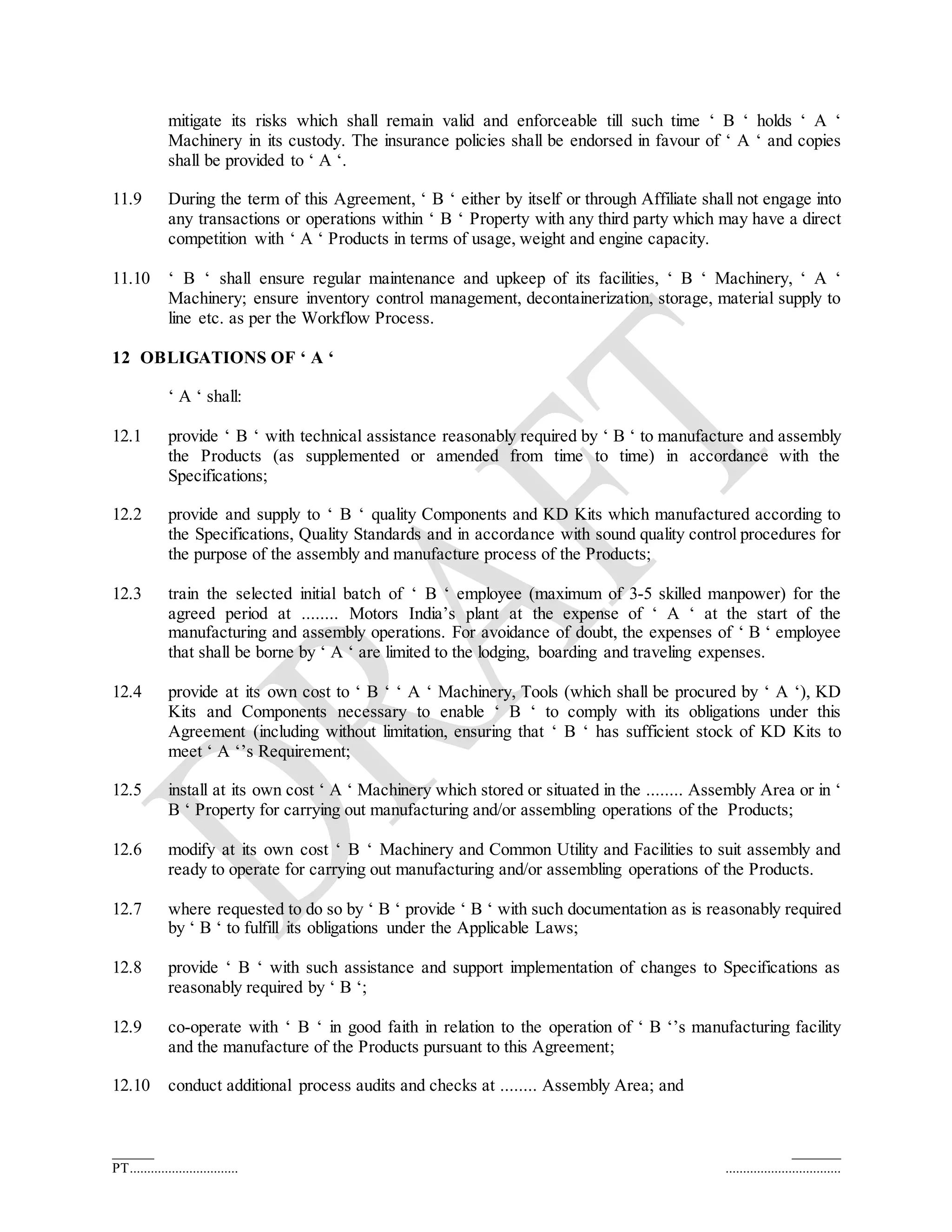 Contract Manufacturing Agreement Sample (Purchase this doc, Text ...