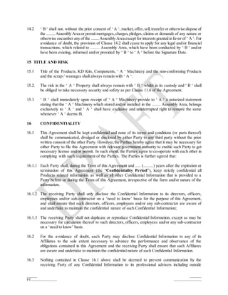 Contract Manufacturing Agreement Sample (Purchase this doc, Text ...