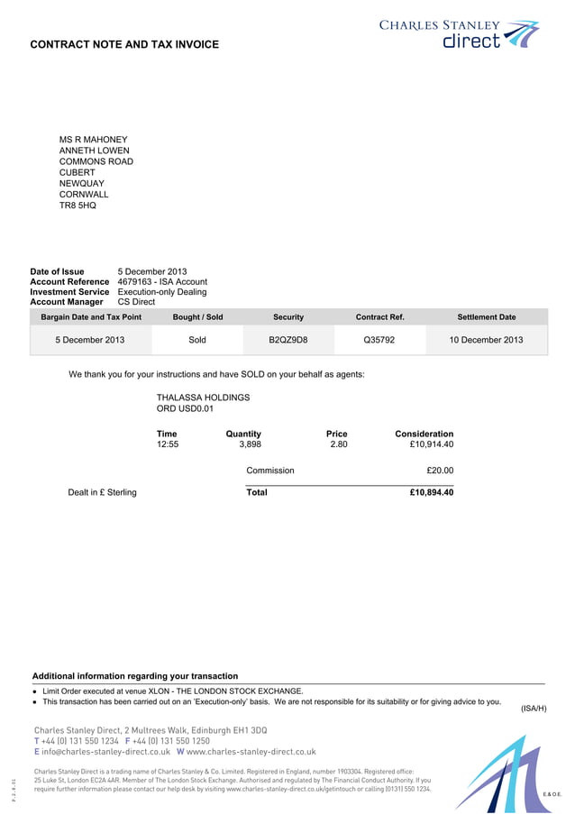 Contract note q35792 | PDF