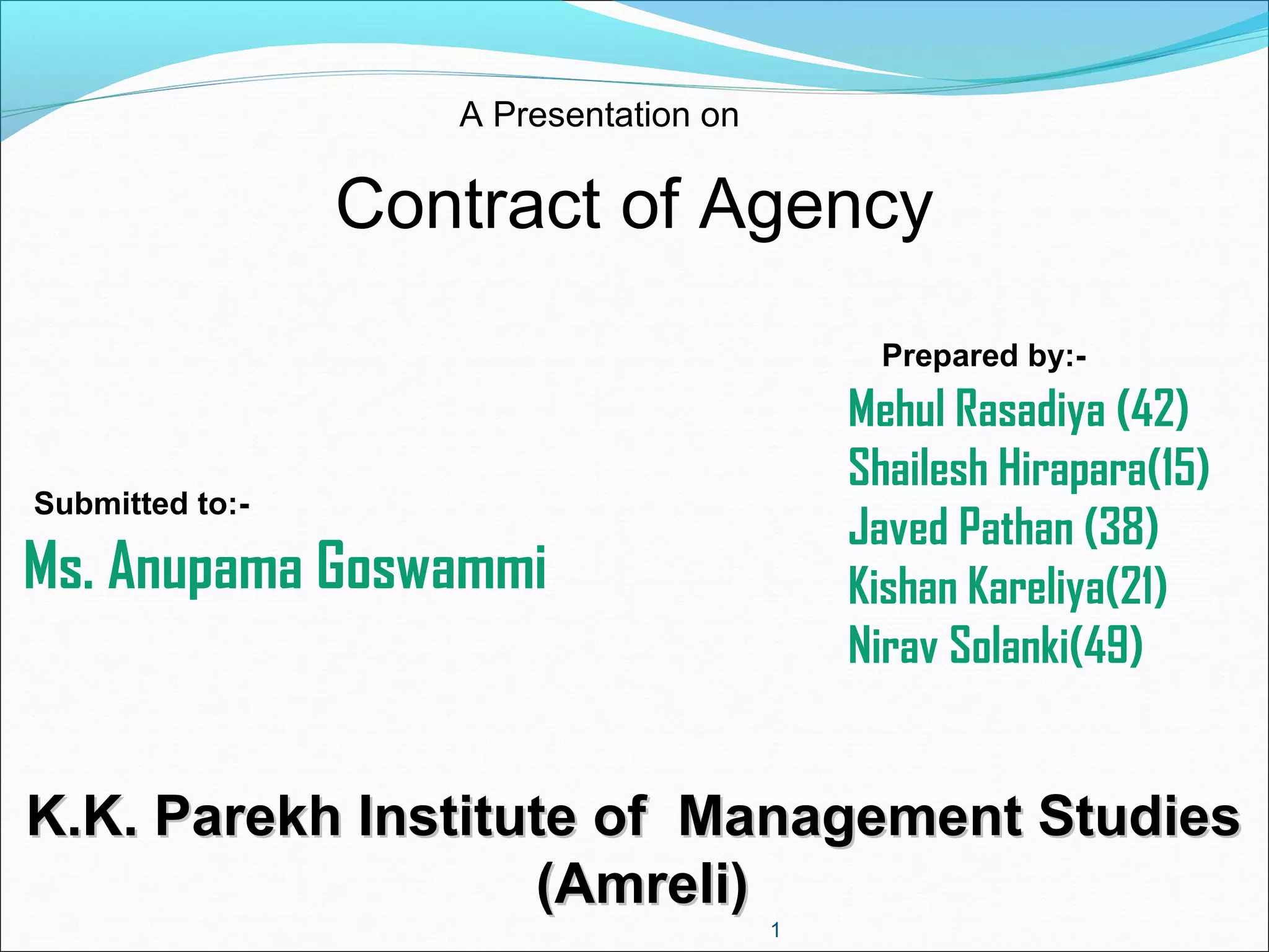 Contract of agency | PPT