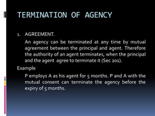 Contract of agency, features of agency and termination agency | PPTX