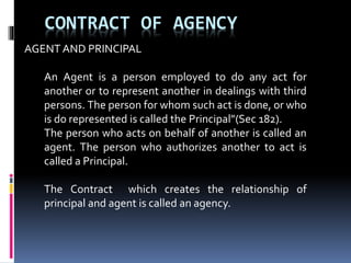 Contract of agency, features of agency and termination agency | PPTX