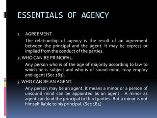 Contract of agency, features of agency and termination agency | PPTX