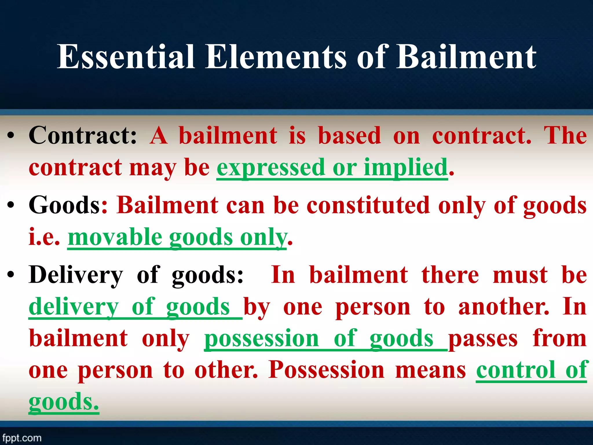 Contract of bailment | PPT