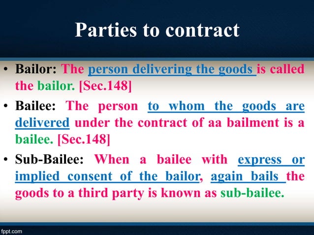Contract of bailment | PPT
