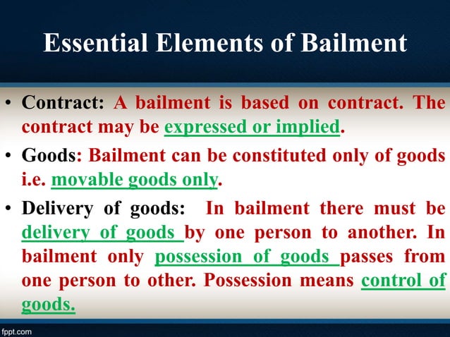 Contract of bailment | PPT