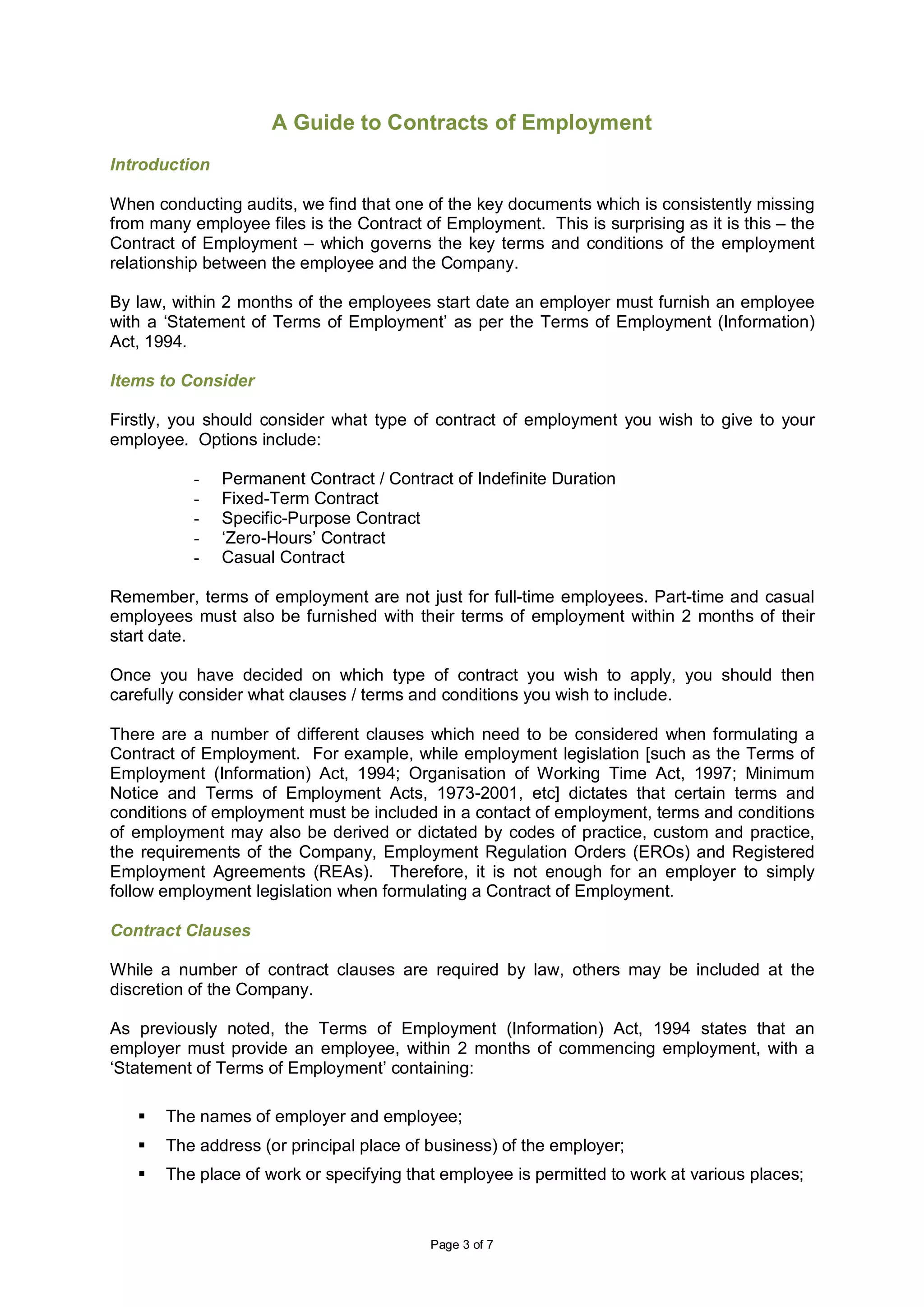 Contract of Employment | PDF