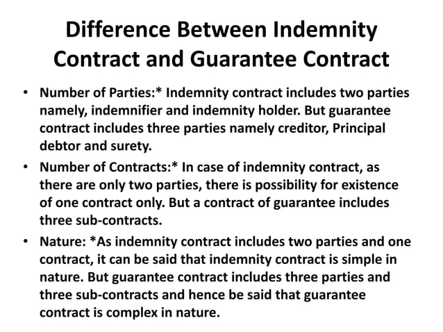 Contract of guarentee and indemnity | PPT