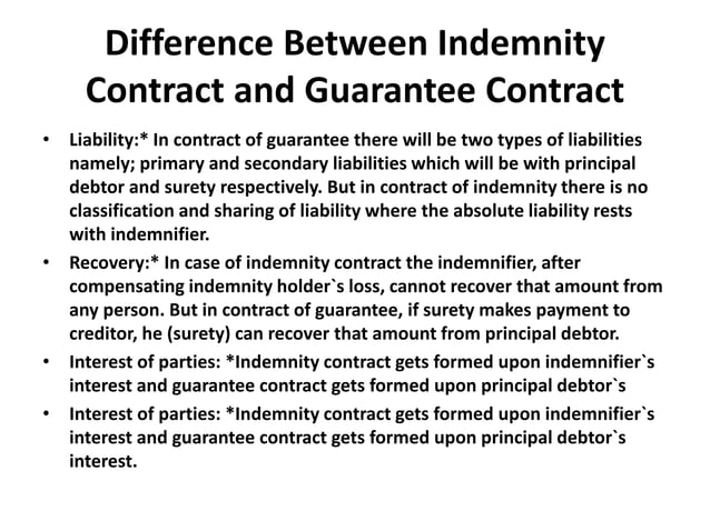 Contract of guarentee and indemnity | PPT