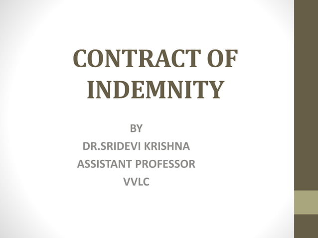 Contract of indemnity | PPTX