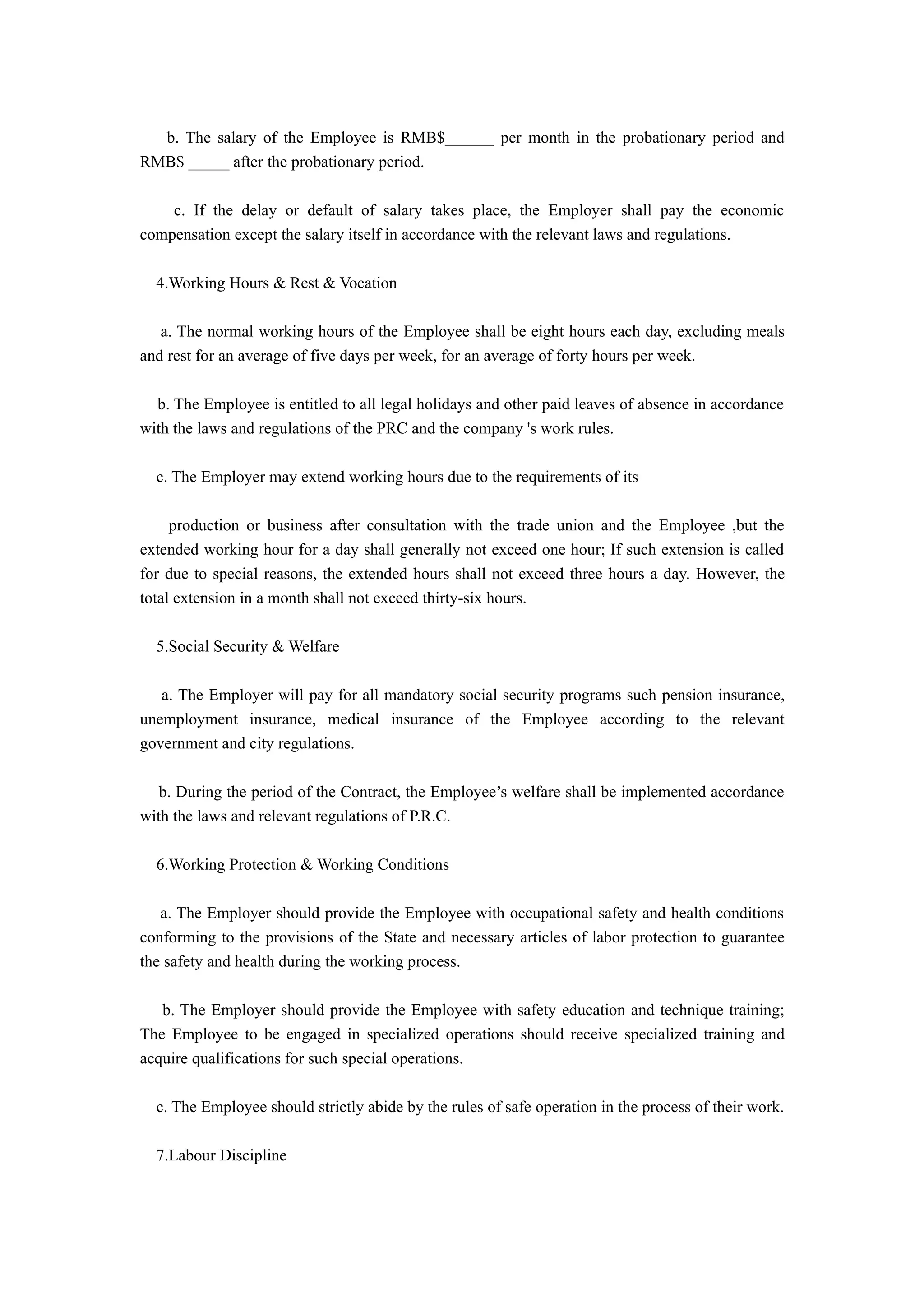 Contract of labour sample | DOC