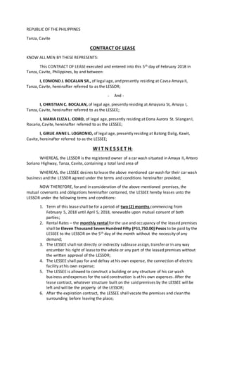 Contract of lease | DOCX
