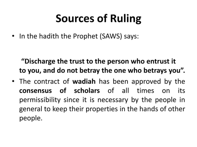 Contract of Wadiah and its Application in Islamic Banking | PPTX