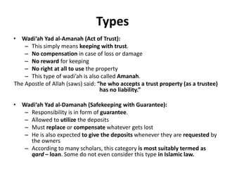 Contract of Wadiah and its Application in Islamic Banking | PPTX