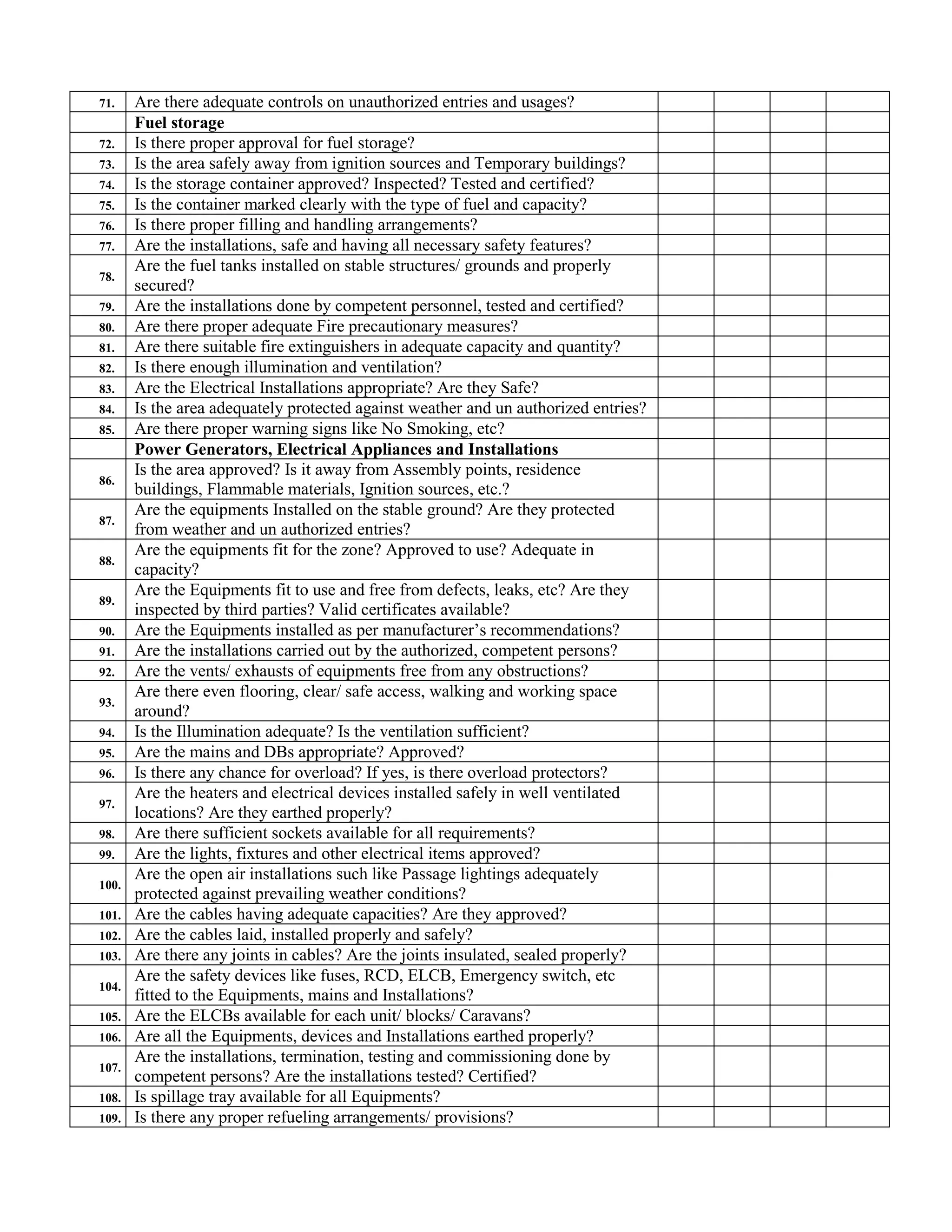 Contractor camp inspection check list rev 9 12 16.00hr