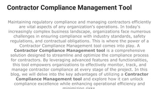 Contractor Compliance Management Tool | PPTX