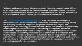 Contractor Compliance Management tool | PPTX