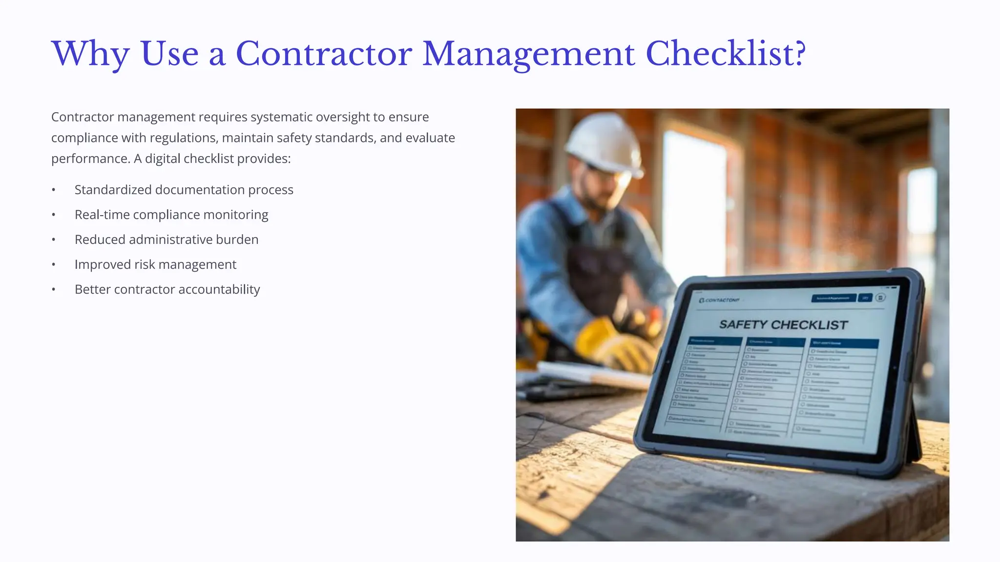 Contractor Management Checklist with eAuditor Audits & Inspections | PDF
