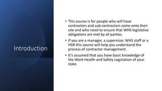 Contractor management slides #1 unit1& 2 | PPTX