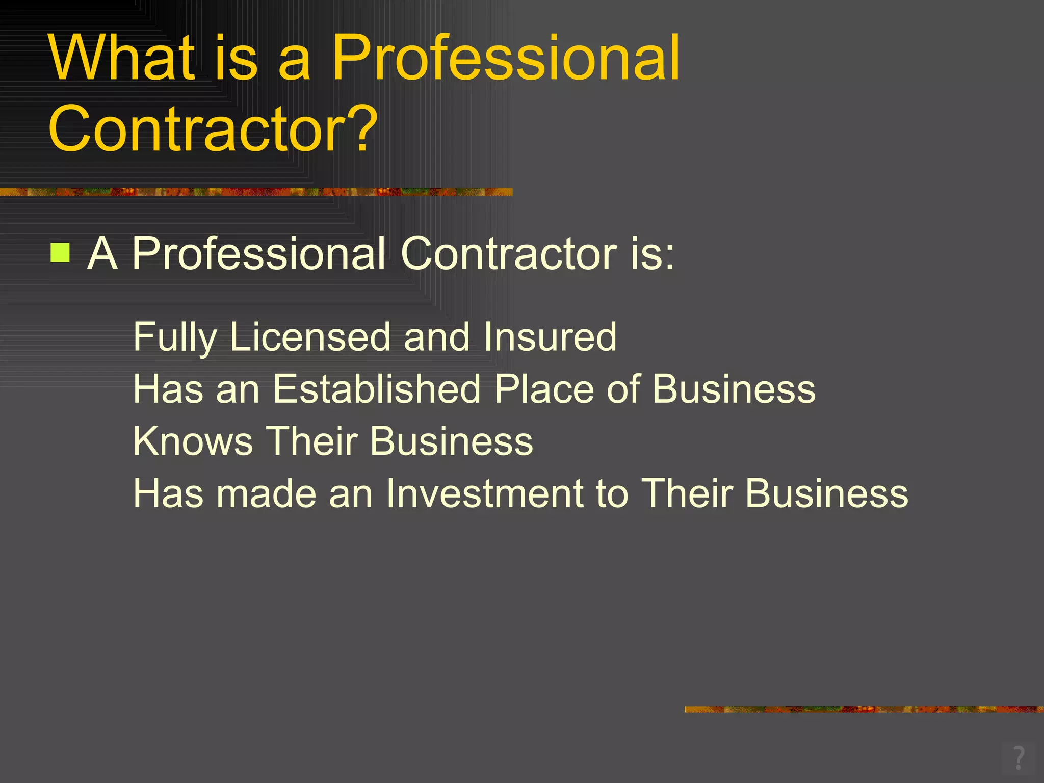 Contractor Presentation | PPT