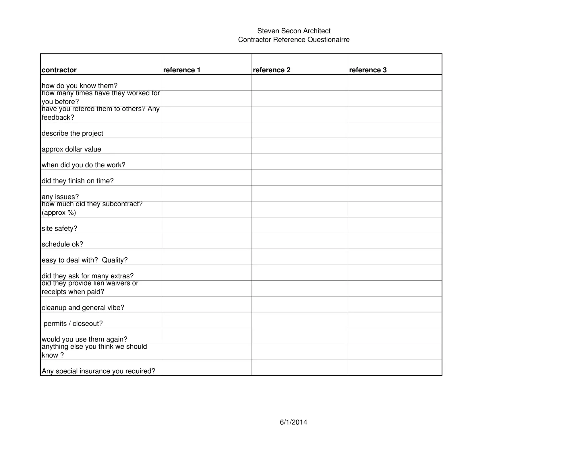 Contractor reference check | PDF