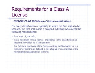 Contractor Regulations For Virginia | PPT